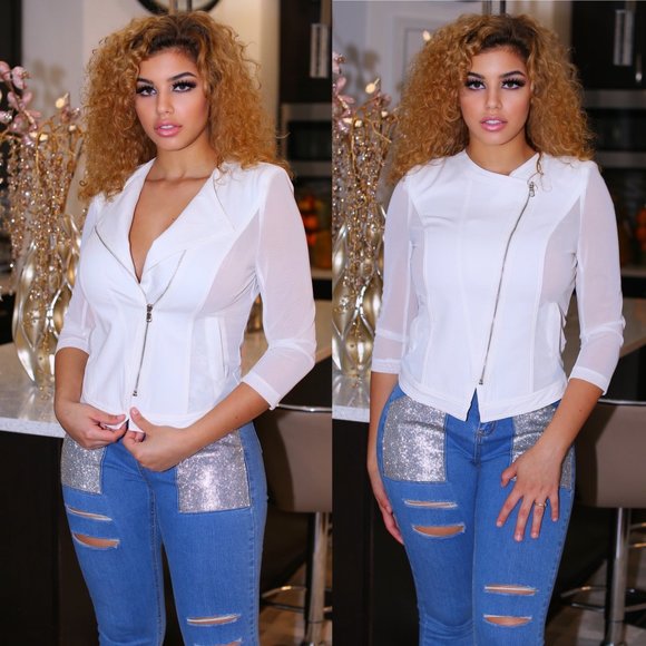 Zanna | Jackets & Coats | Zanna Light Weight Mesh Sleeve Jacket White ...
